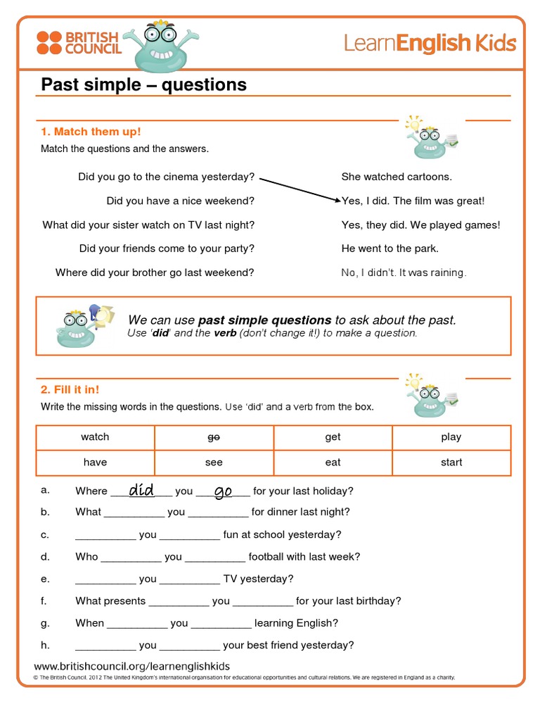 Past Simple Questions Worksheet | PDF | Leisure