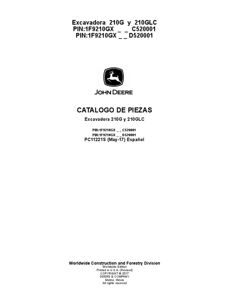 Manual de Partes John Deere 210 GLC | PDF | Vehicles | Machines