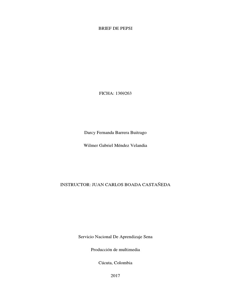 Brief Creativo Pepsi | PDF | Pepsi | Coca Cola