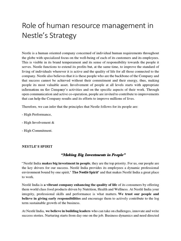 HR Role in Nestle | Strategic Management | Human Resource Management