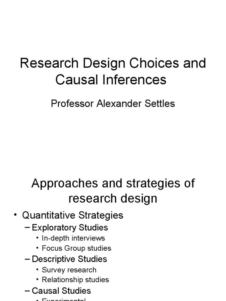 Research Design Choices and Causal Inferences | PDF | Validity (Statistics) | Experiment