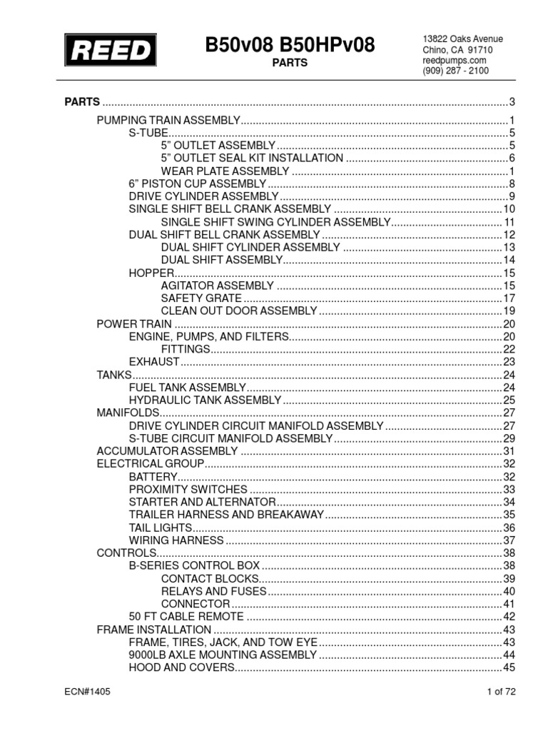 Manual de Partes Reed B50V08 - B50HPv08 - Parts | PDF | Cylinder ...