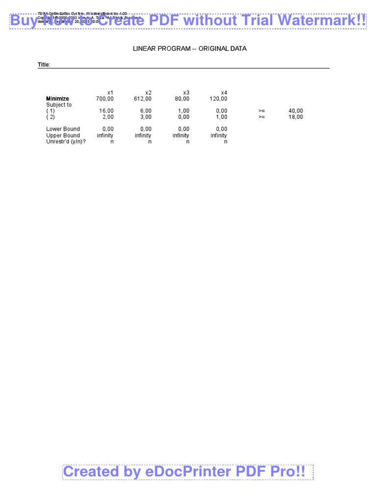 Buy Now To Create PDF Without Trial Watermark!!: Linear Program ...