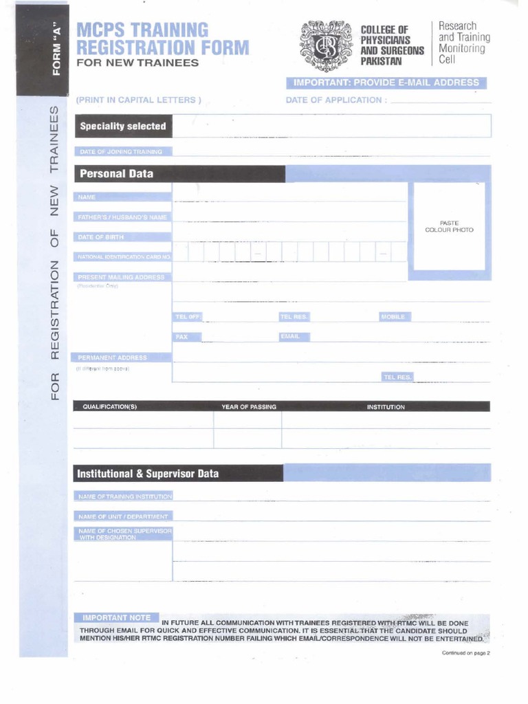 RTMC Form MCPS For New Candidates | PDF | Access Control | Applications ...