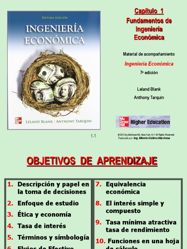 Capitulo 1 - Fundamentos de Ingenieria Economica | Descargar gratis PDF | Aparición | Dinero