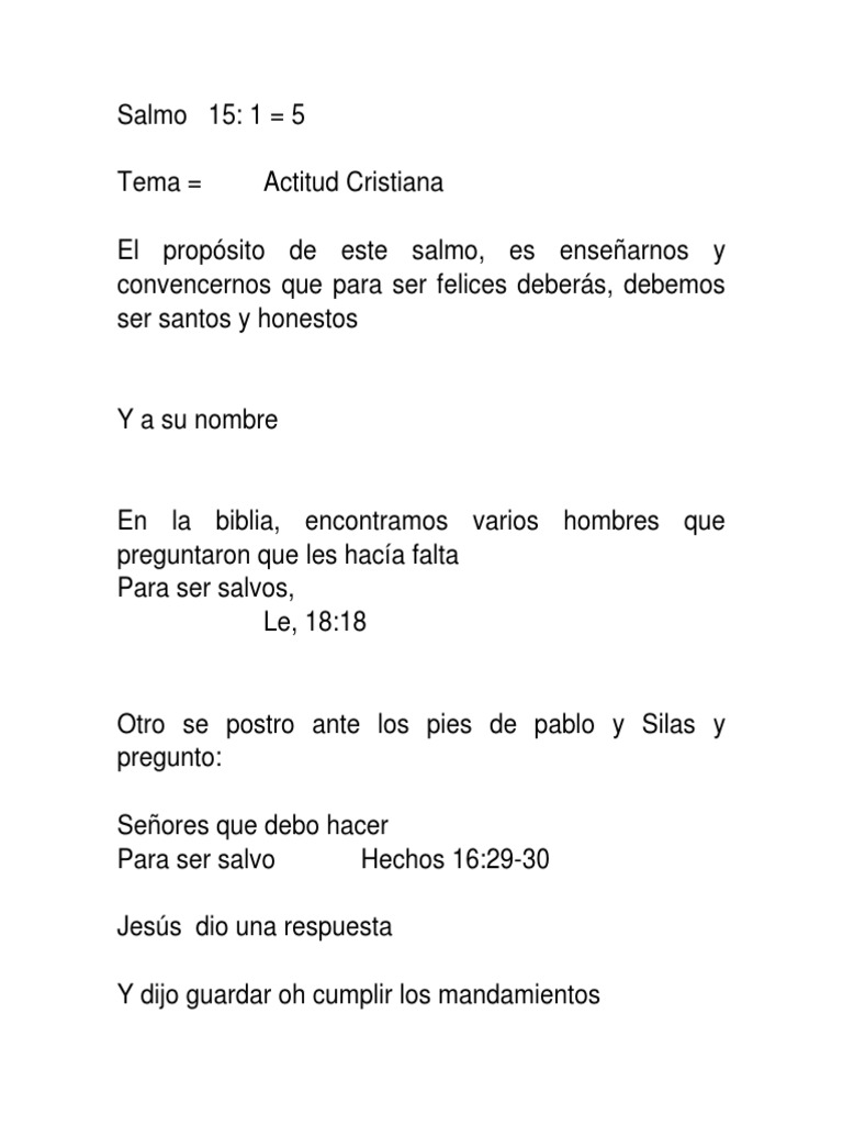 Salmo 15 | PDF | Salmos | Iglesia cristiana
