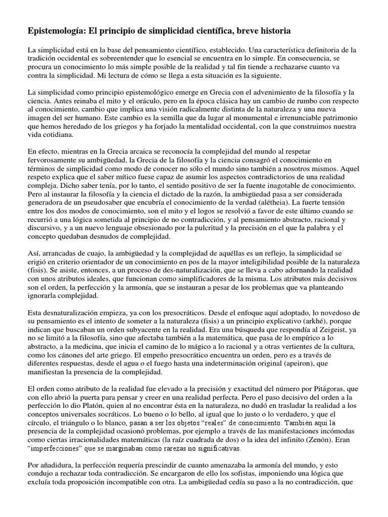 Principio de Parsimonia 2 PDF | PDF | La navaja de Occam | Conocimiento