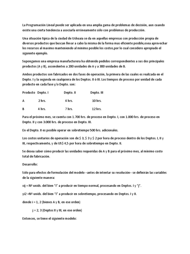 Consigna Programación Lineal | PDF | Programación lineal | Science