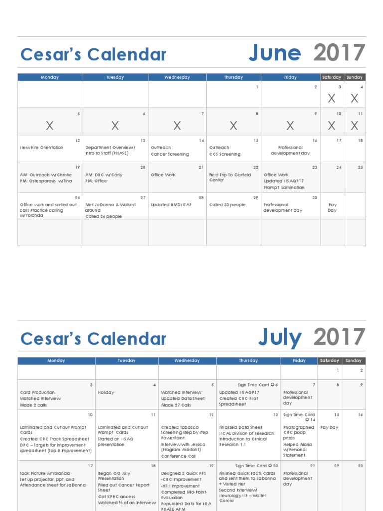 Cesars Orientation Calendar | PDF | Leisure | Business