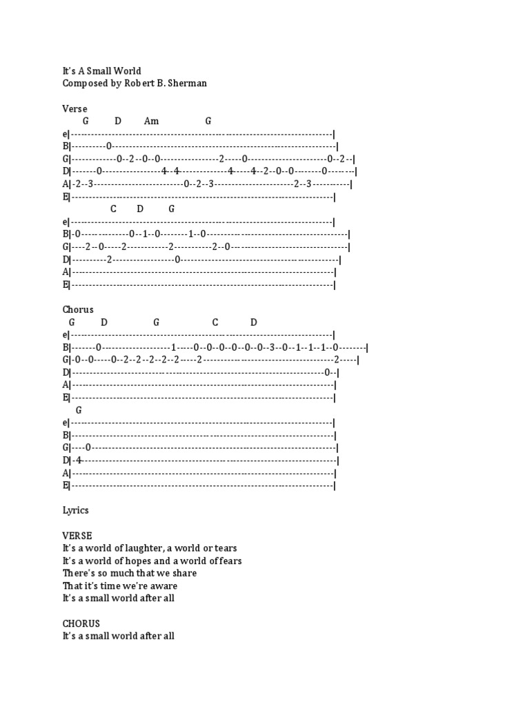 It's A Small World Tab | PDF | Song Structure | Songs