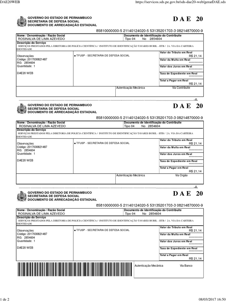 DAE20WEB | PDF | Governo | Pagamentos