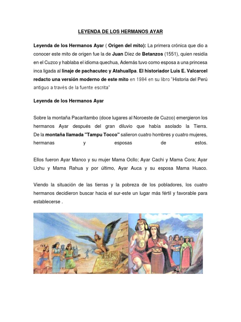 Leyenda de Los Hermanos Ayar | PDF | Imperio Inca