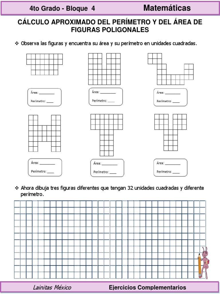 4to Grado - Matemáticas - Perímetro y Área de Figuras | PDF | Métodos y ...