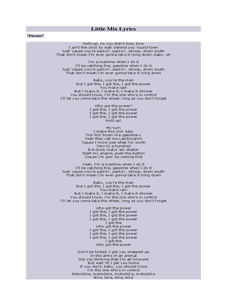 Little Mix Lyrics | PDF | Leisure