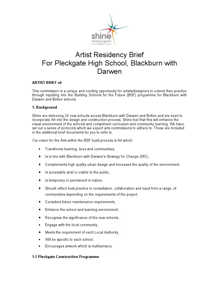 Pleckgate Artist Brief v4 | PDF | Design | Creativity
