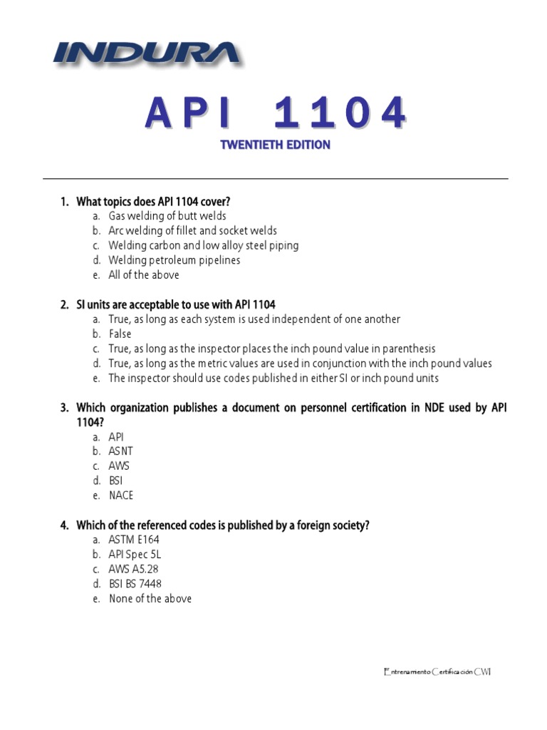 API 1104 Welding Certification Guide | PDF | Welding | Construction