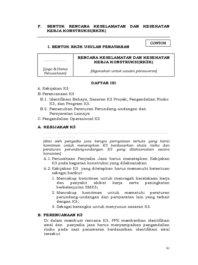 Rencana Keselamatan Konstruksi RK3K | PDF