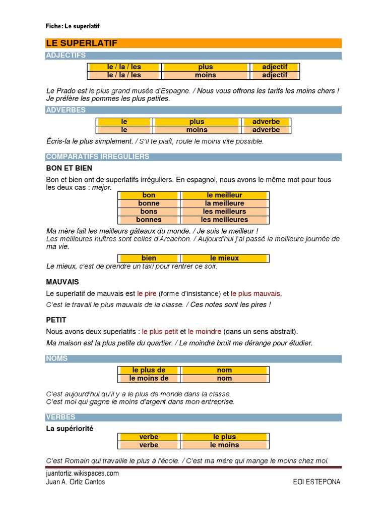 Fiche Superlatif | PDF