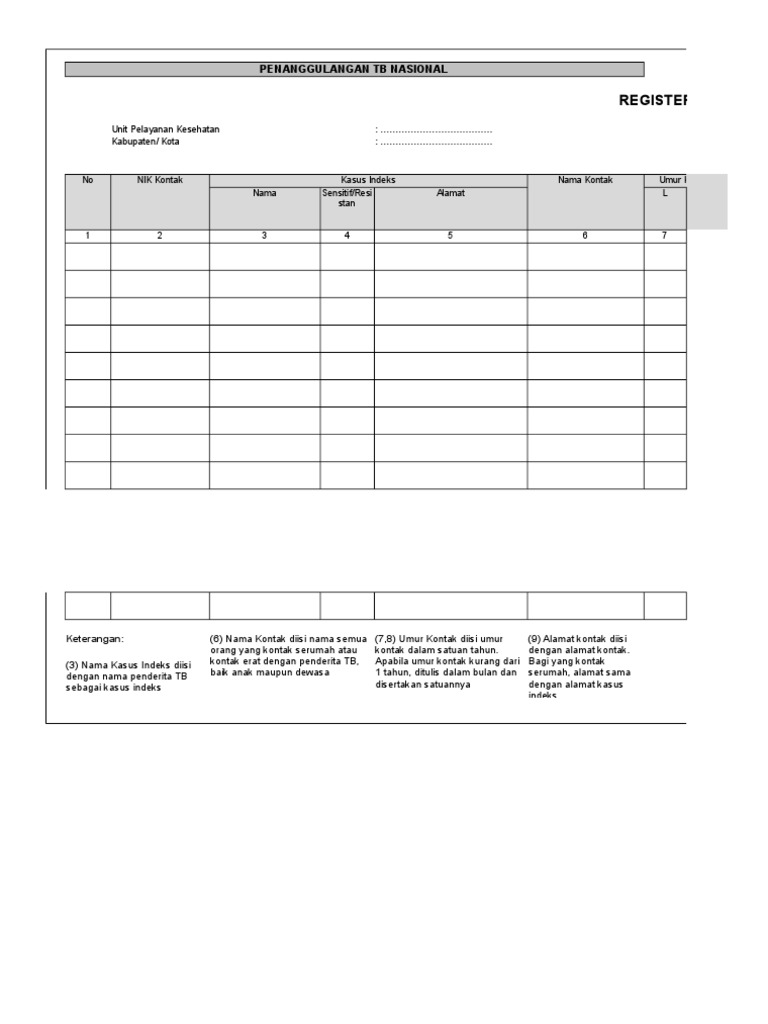 TB.16 Register Kontak Tuberkulosis 2015 - Final | PDF
