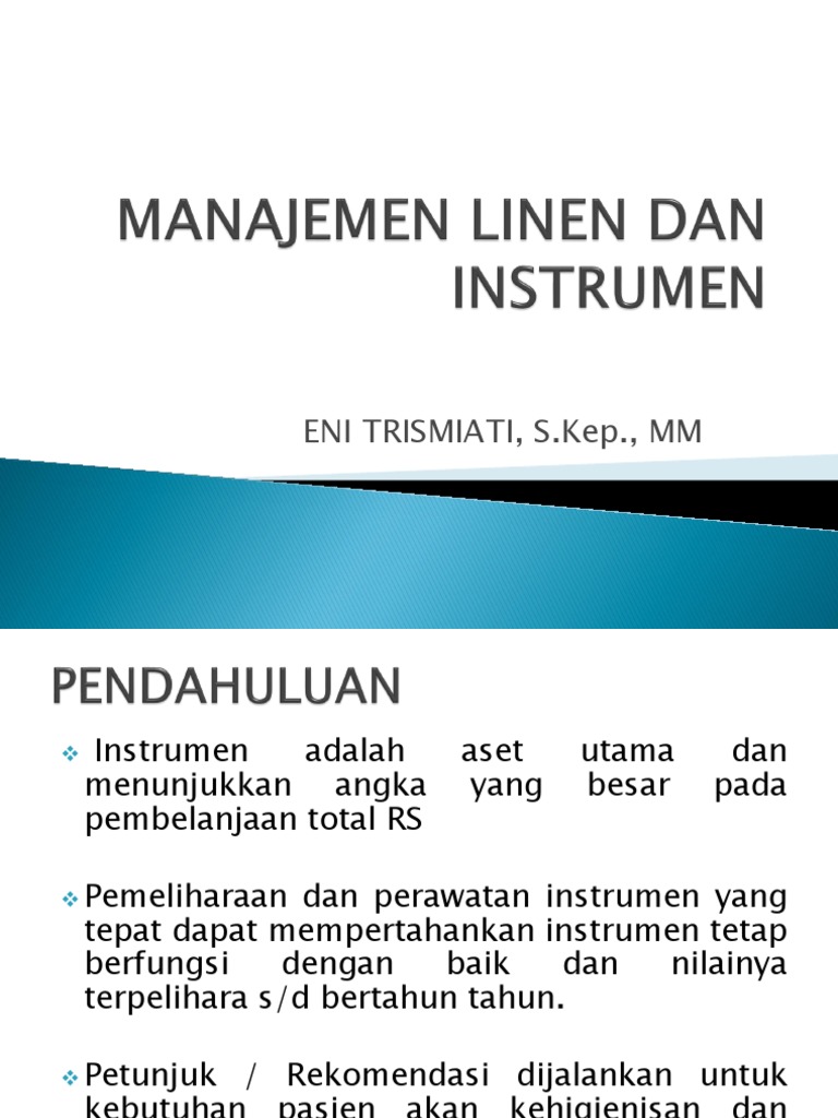 Manajemen Linen Dan Instrumen | PDF
