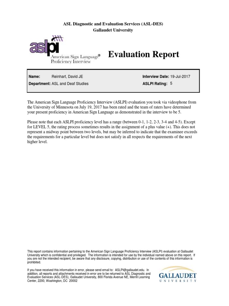 Aslpi Report David Reinhart 7 19 17 | PDF | American Sign Language ...