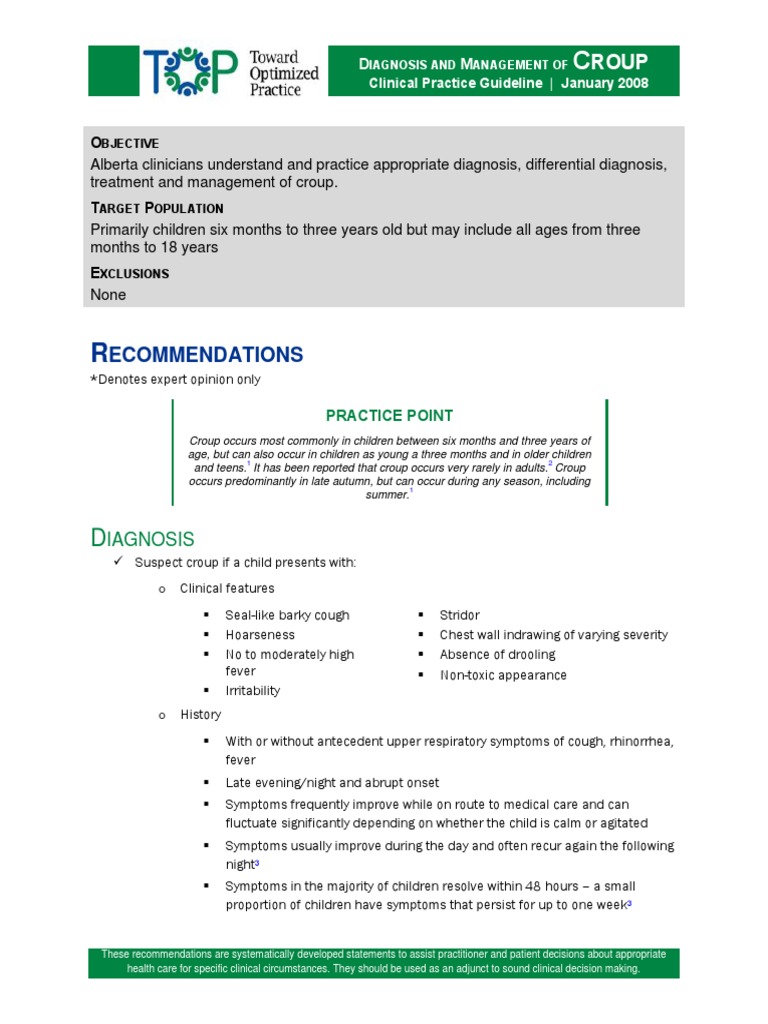 Croup Guideline | Clinical Trial | Health Care