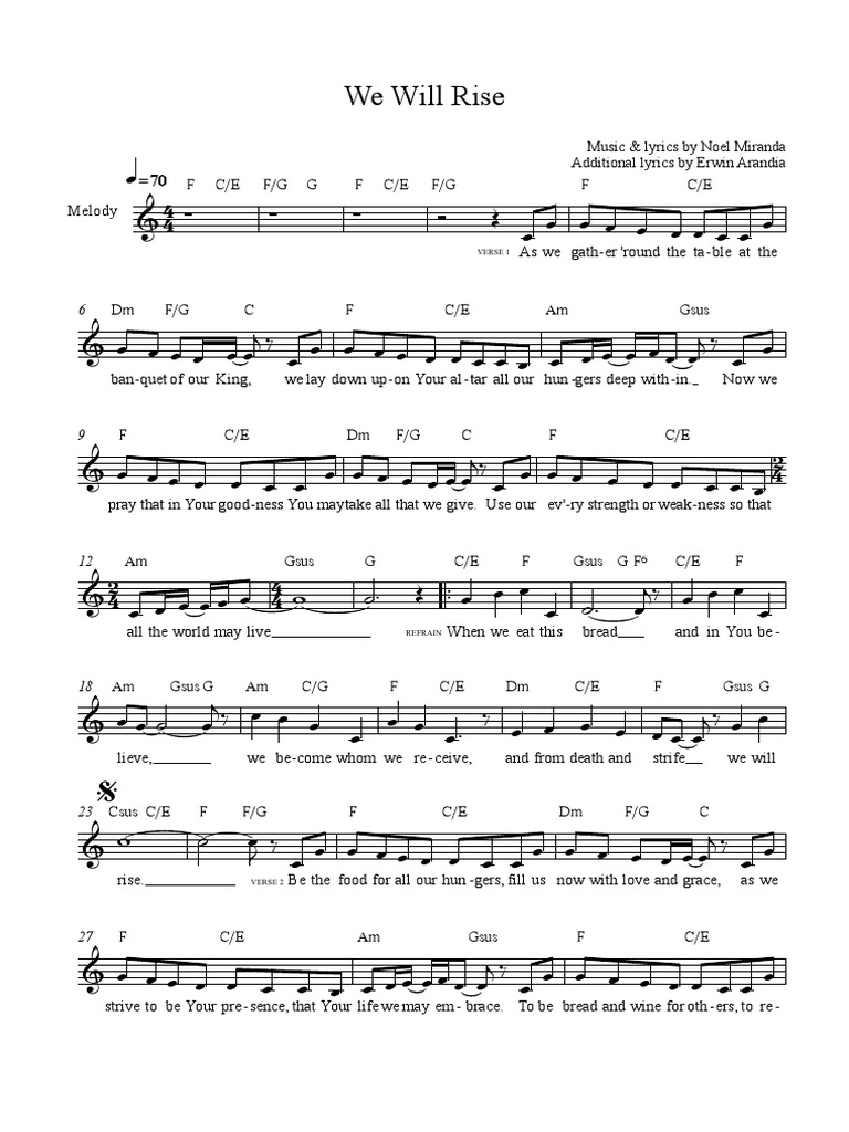 We Will Rise, Melody and Chords PDF | PDF