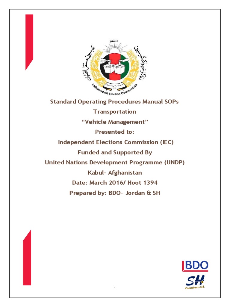 Vehicle Management SOP for IEC | PDF | Vehicles | Driving