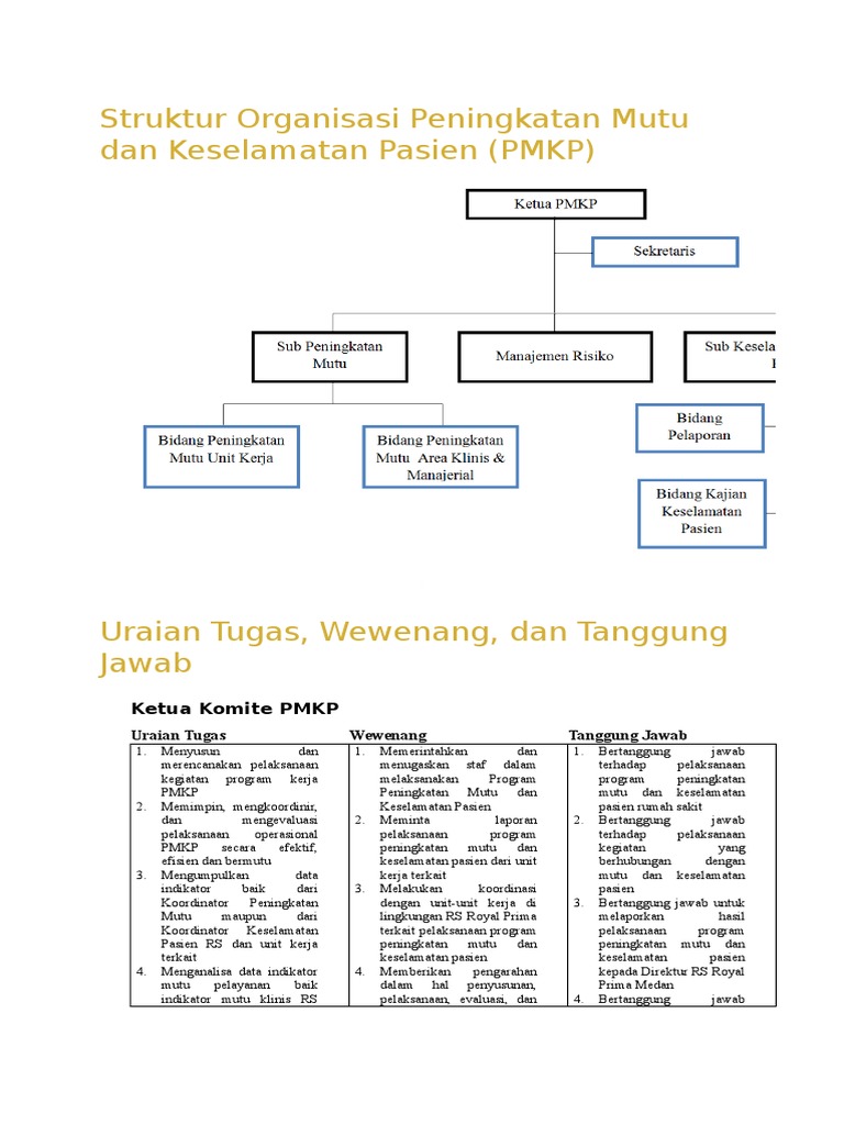 Struktur Organisasi PMKP Dan Uraian Tugas | PDF
