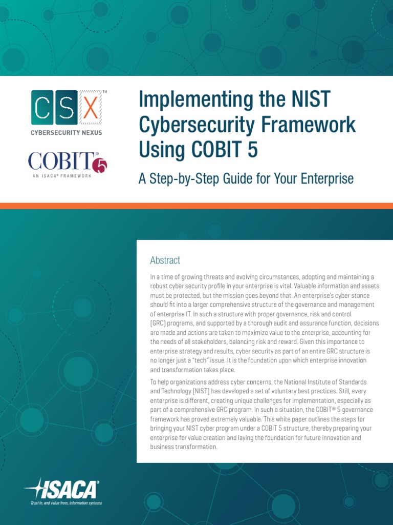 Implementing The NIST Cybersecurity Framework Using COBIT 5: A Step-by-Step Guide For Your ...