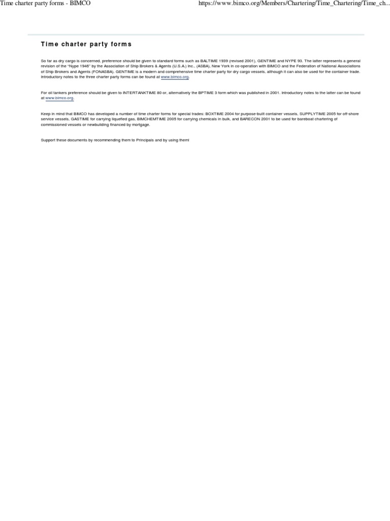 Time Charter Party Forms Overview | PDF | Technology & Engineering
