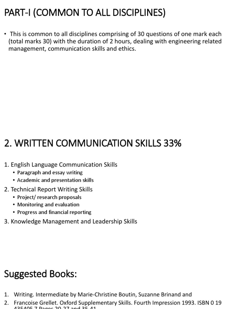 Part I - 2. Written and Coummunication Skills (33%) | PDF | Language ...