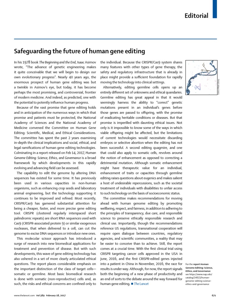 Safeguarding The Future of Human Gene Editing | PDF | Crispr | Life ...