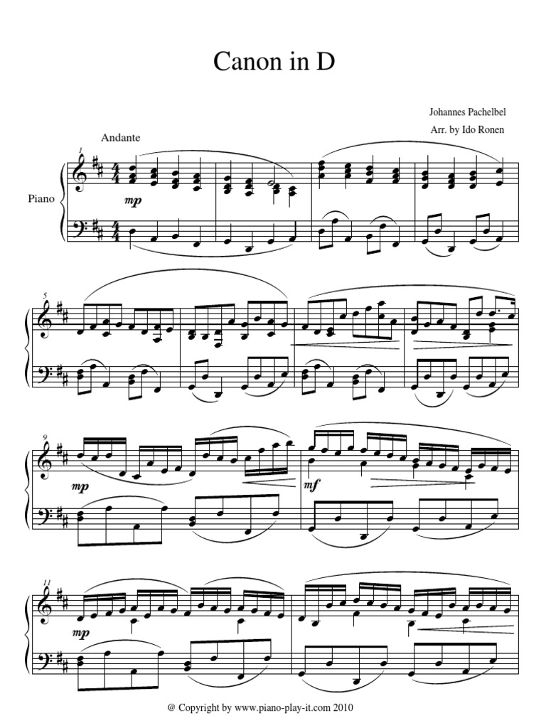 Canon in D Pachelbel For Higher Level | PDF | Canon de Pachelbel ...
