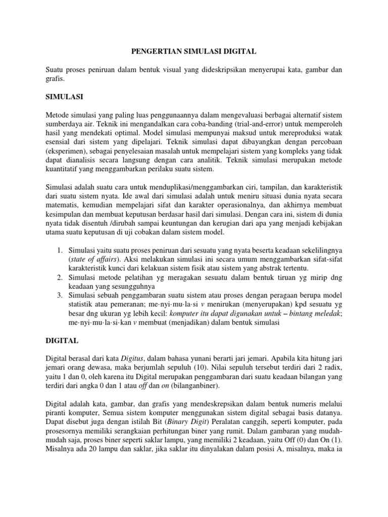 Pengertian Simulasi Digital | PDF