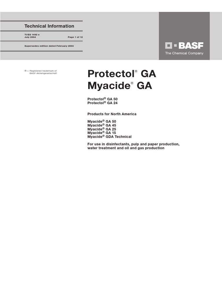 Protectol Myacide GA Specification | PDF | Disinfectant | Ph