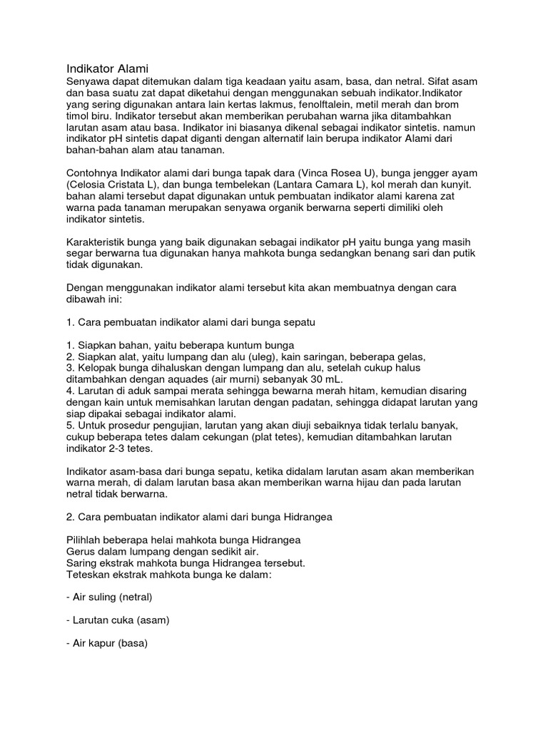Indikator Alami dari Bahan Alami | PDF | Memasak, Makanan, & Anggur ...