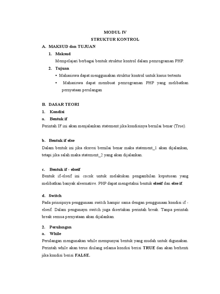 Laporan Praktikum Pemrograman WEB MODUL IV | PDF