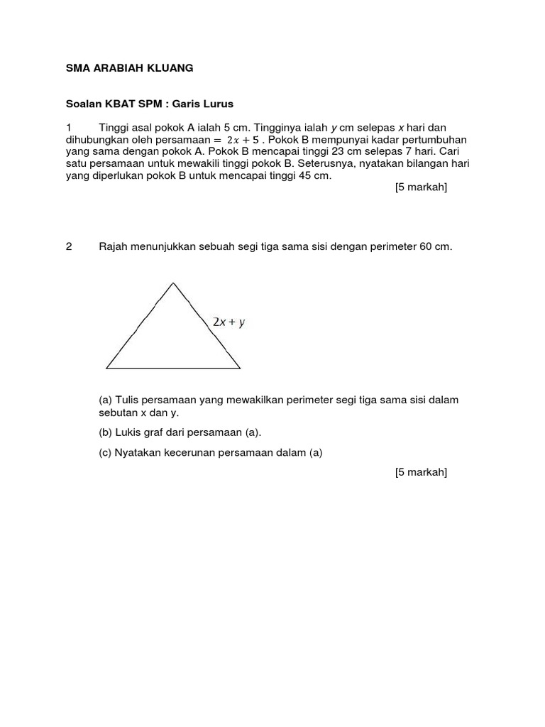 Soalan Kbat SPM Pt3 MATEMATIK | PDF