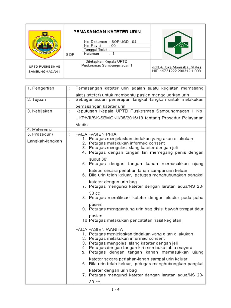 04 Sop Pemasangan Kateter | PDF