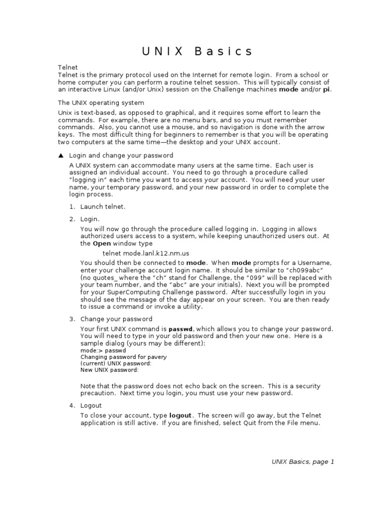 UNIX Basics: Mode: Passwd Changing Password For Pavery (Current) UNIX ...