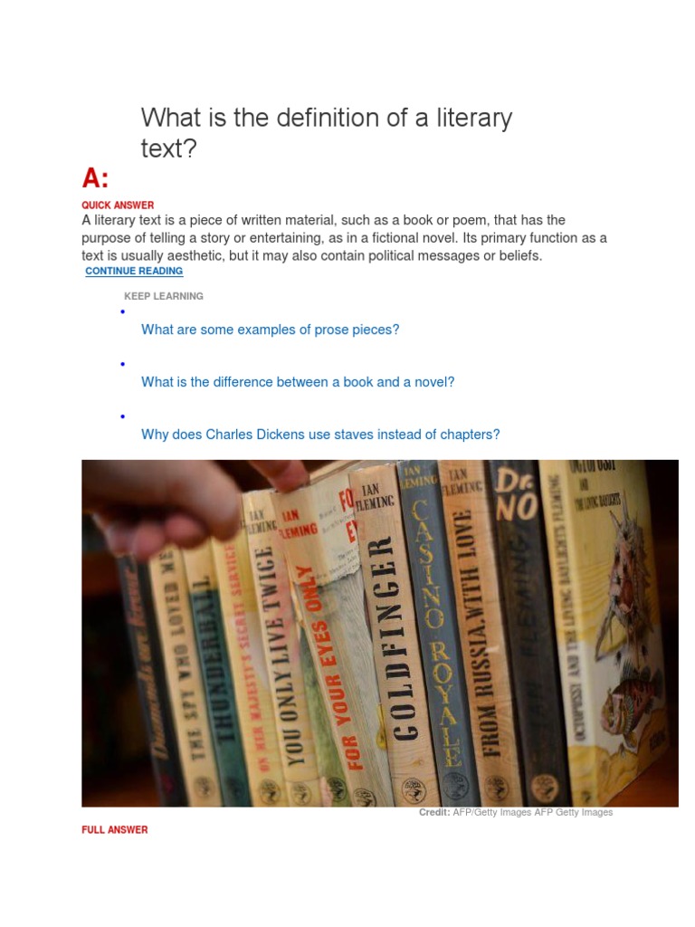 Defining Literary Texts: Exploring the Distinction Between ...