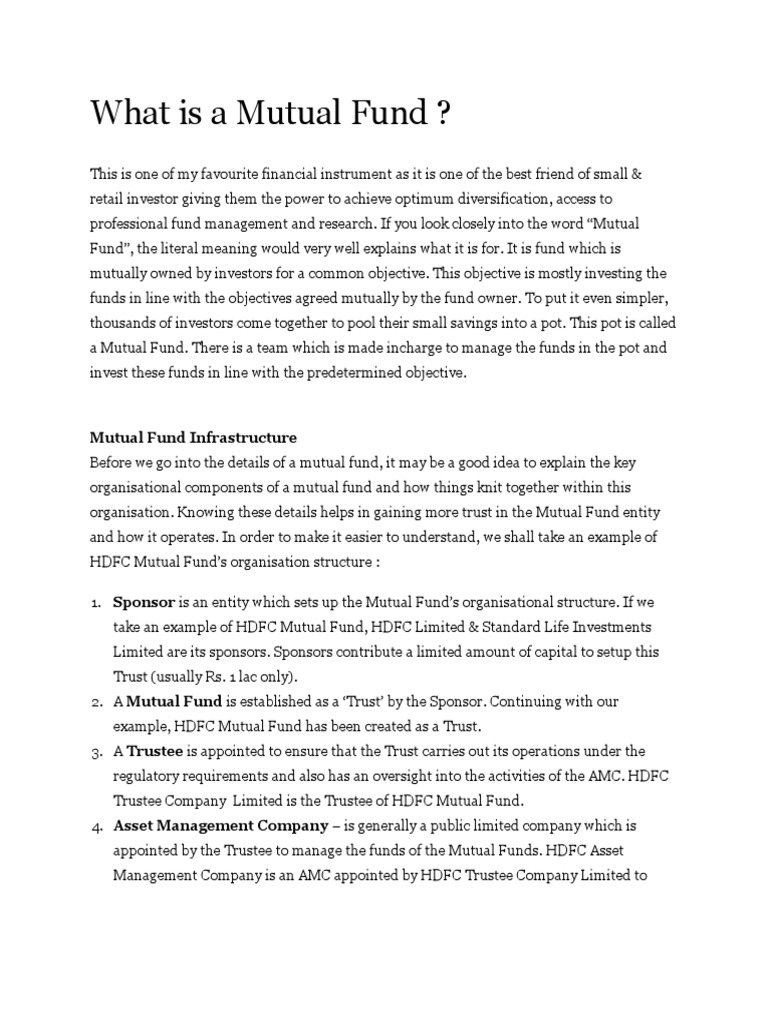 What Is A Mutual Fund | PDF | Active Management | Mutual Funds