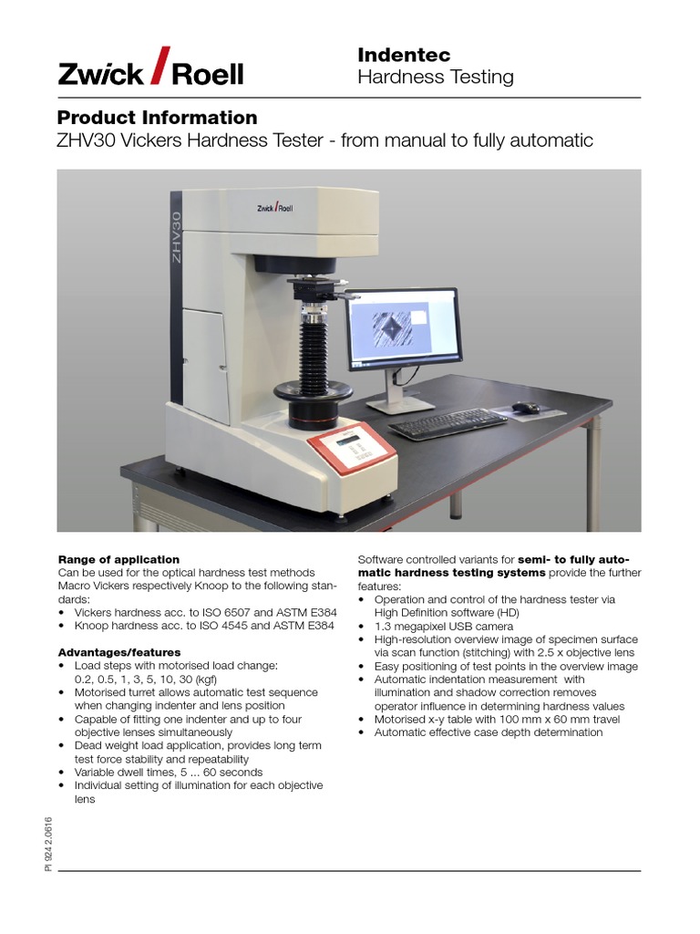 ZHV30 Vickers Hardness Tester Overview | PDF | Personal Computers ...