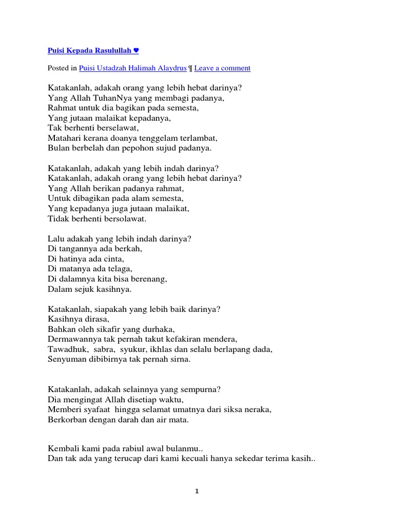 Sajak Ya Rasulullah | PDF