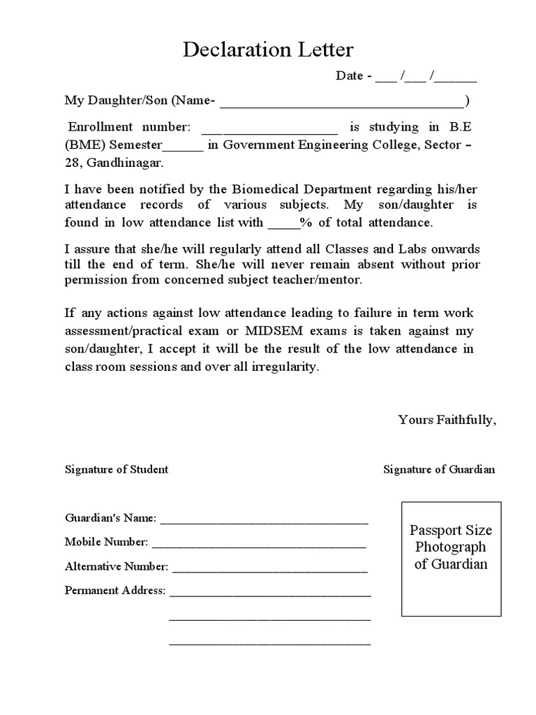 Declaration Letter Format | PDF