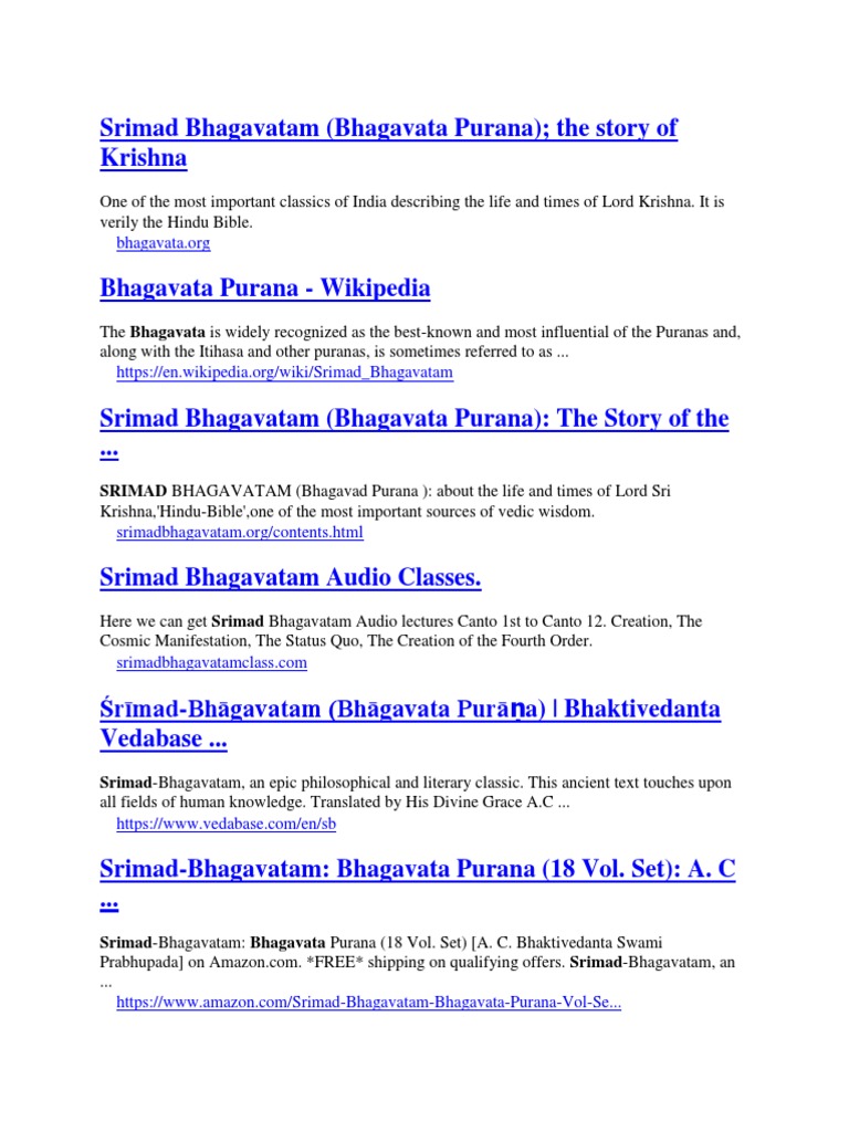 Srimad Bhagavatam | PDF | Bhagavata Purana | Krishna