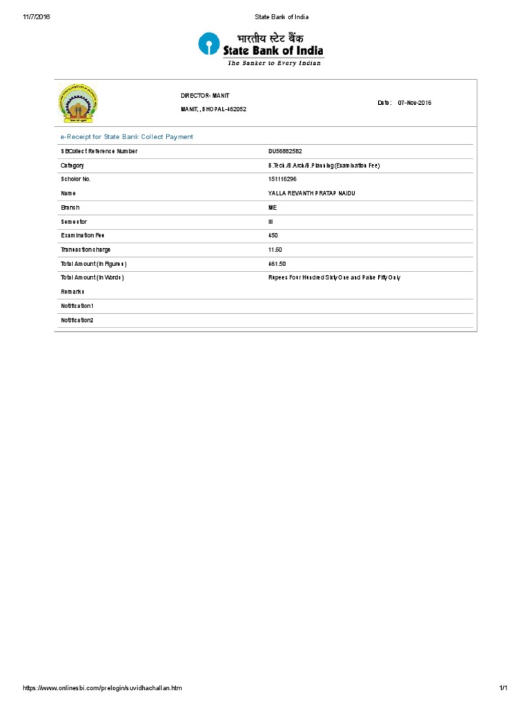 Examination Receipt | PDF
