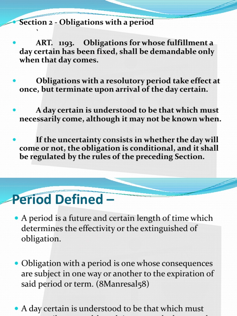 Lesson 4 Obligation With A Period | PDF | Guarantee | Debtor