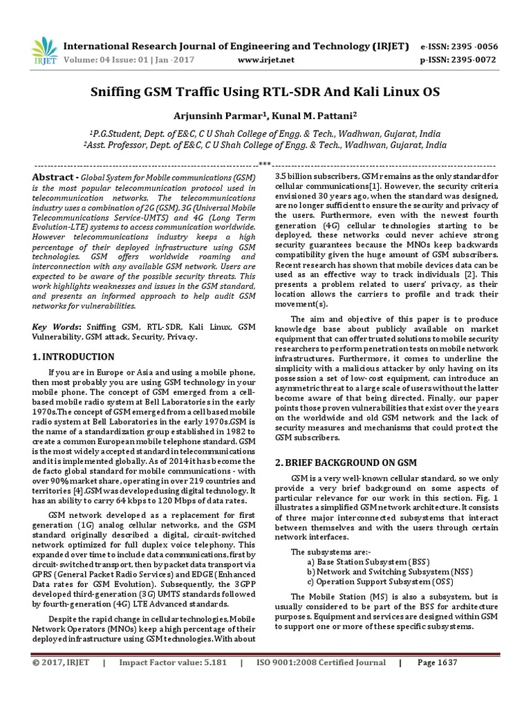 Sniffing GSM Traffic Using RTL-SDR and Kali Linux OS | PDF | Gsm ...